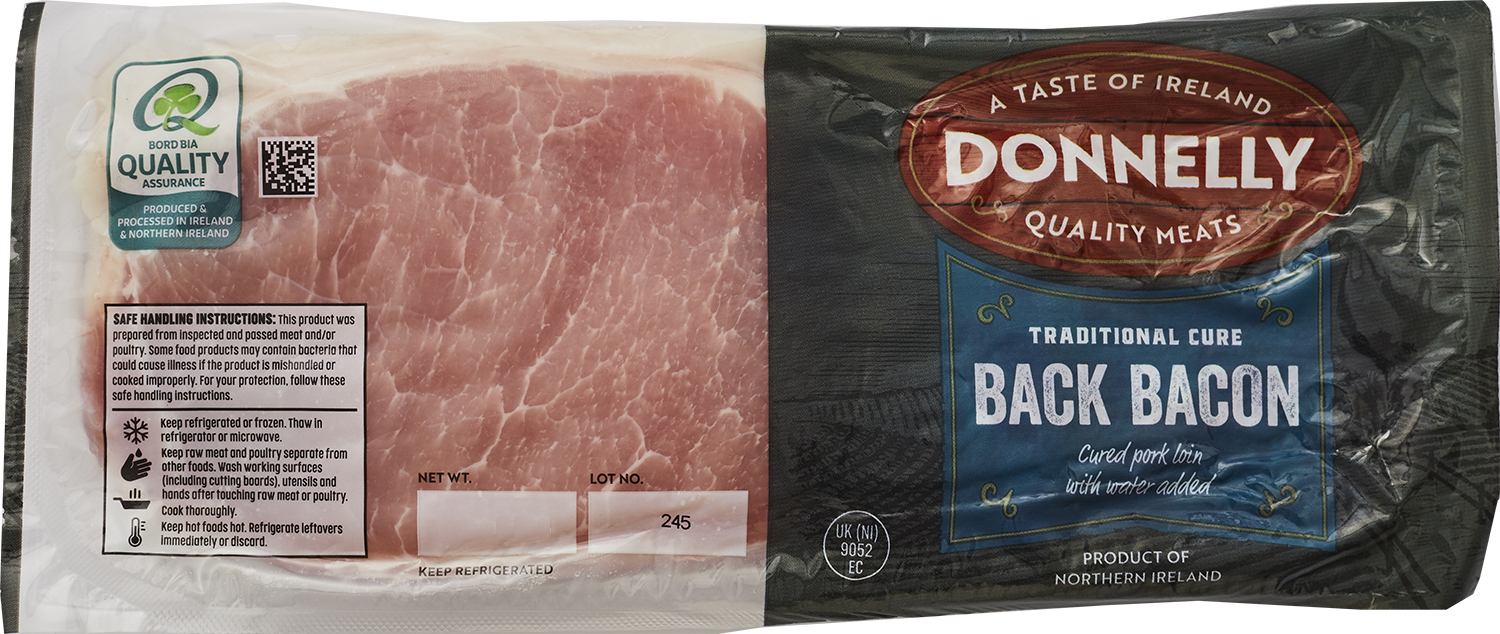 Food Ireland: Donnelly Irish Back Bacon 454g (16oz) 4 Pack