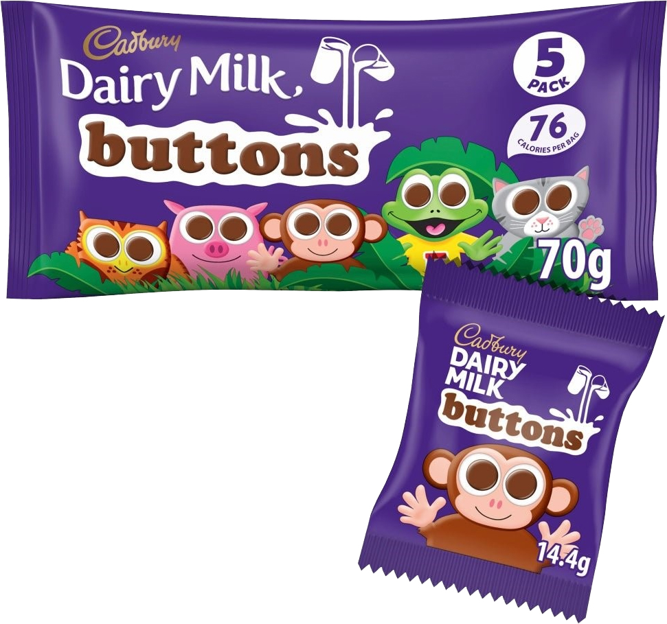 Food Ireland: Milk Chocolate Buttons 5 Pack 70g (2.5oz)