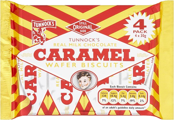 Food Ireland: Tunnocks Caramel Wafers 4 Pack 125g (4.4oz)